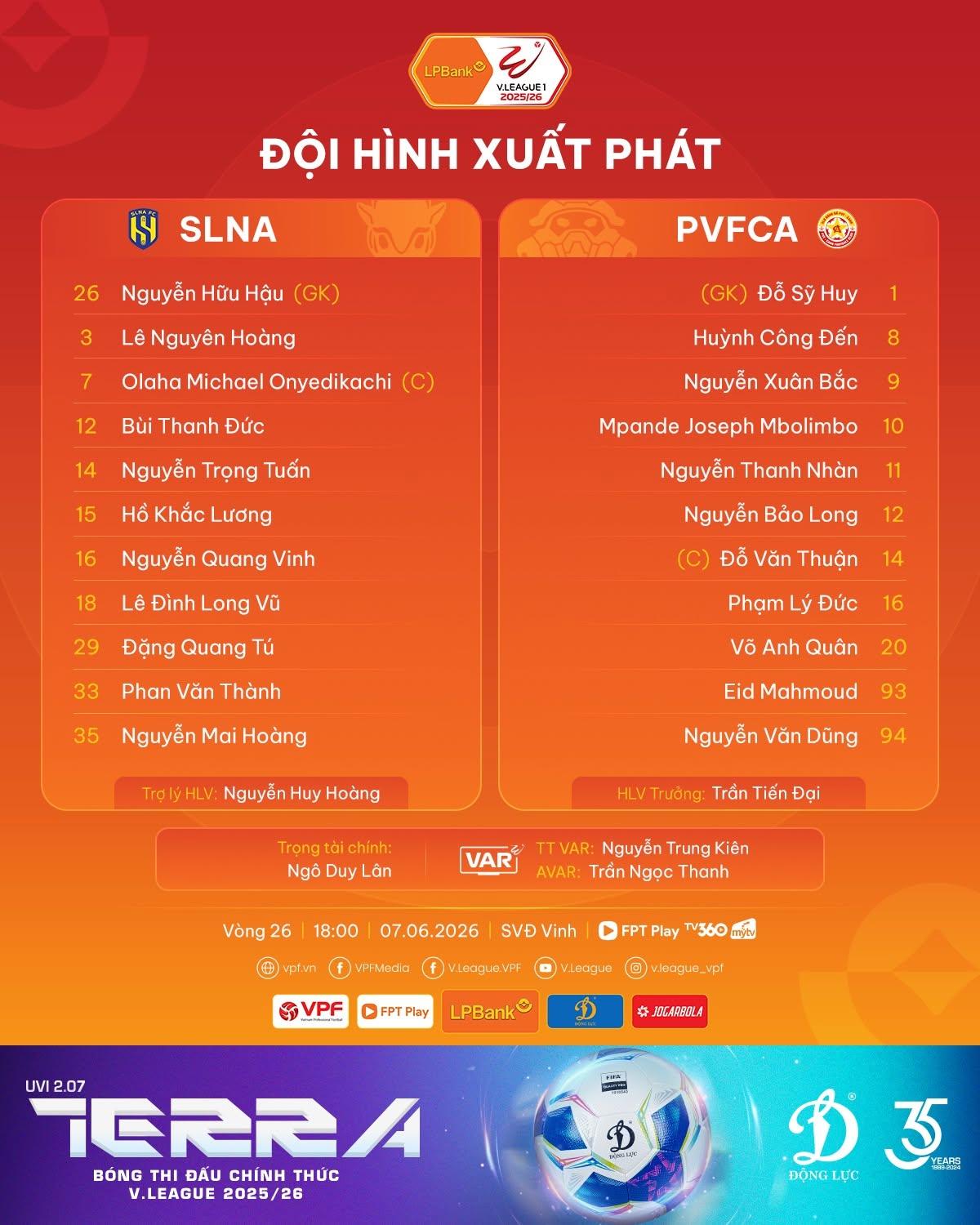 Trực tiếp bóng đá SLNA vs PVF CAND, 18h00 hôm nay 7/6