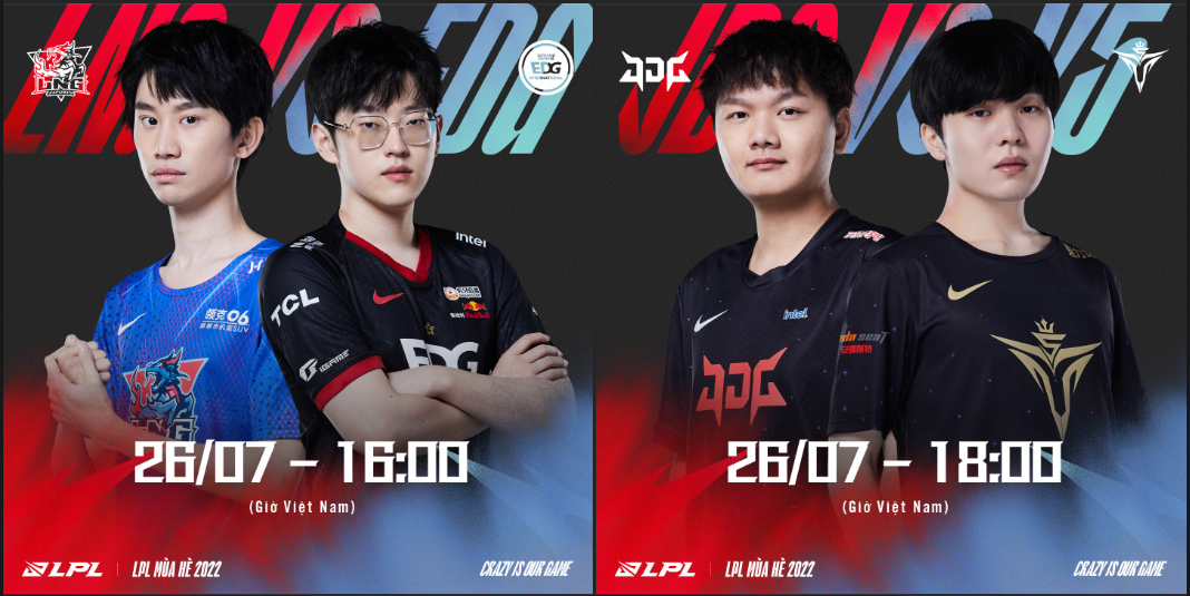 Trực tiếp LPL mùa Hè ngày 26/7: LNG - EDG, JDG - V5