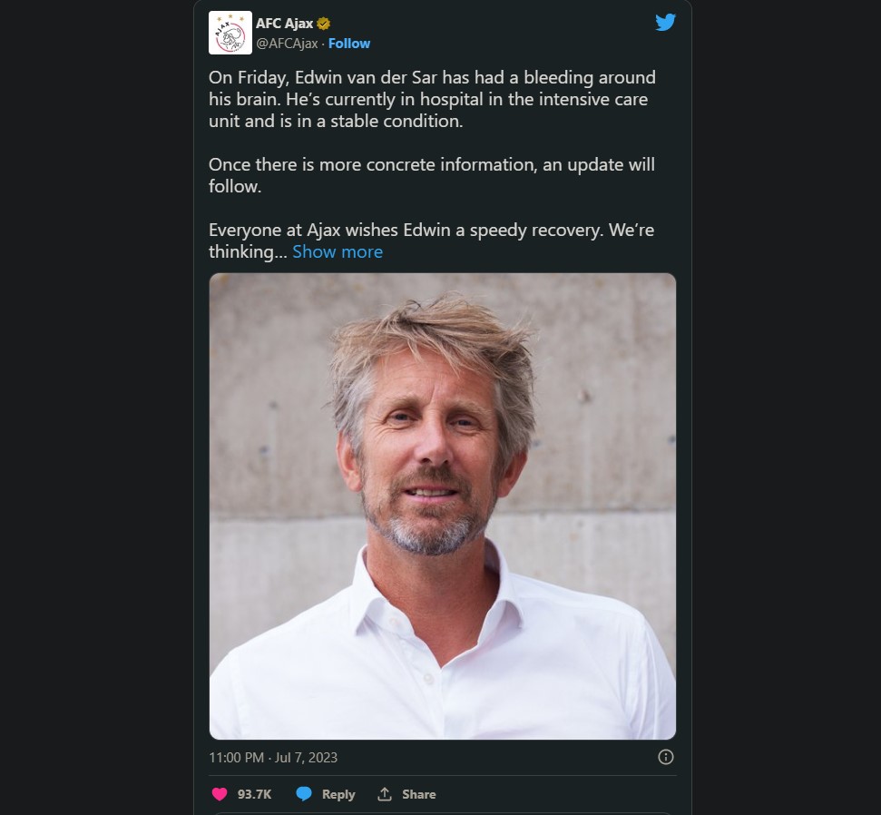 Edwin van der Sar nhập viện khẩn cấp, các CLB đồng loạt gửi lời chúc