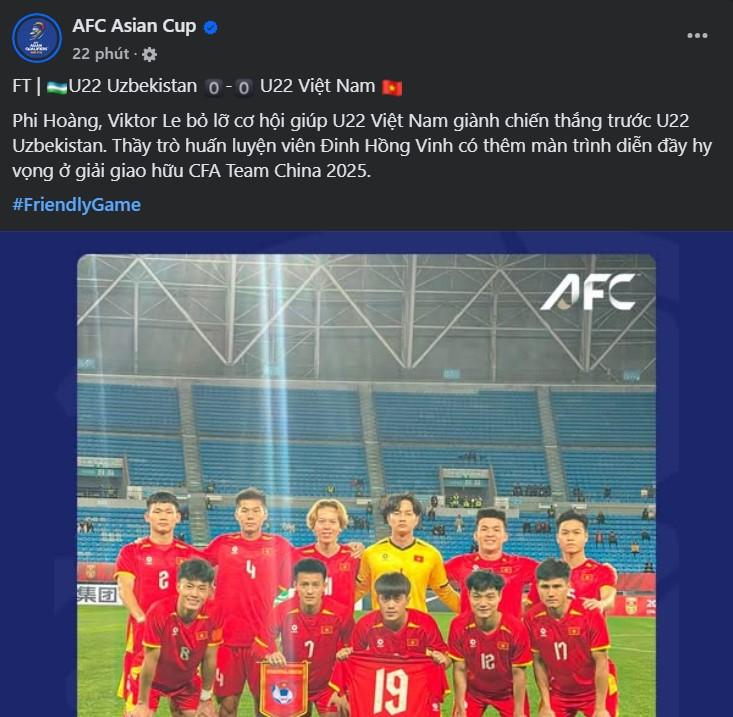 AFC thốt lên 1 điều khi U22 Việt Nam tạo bất ngờ trước Uzbekistan