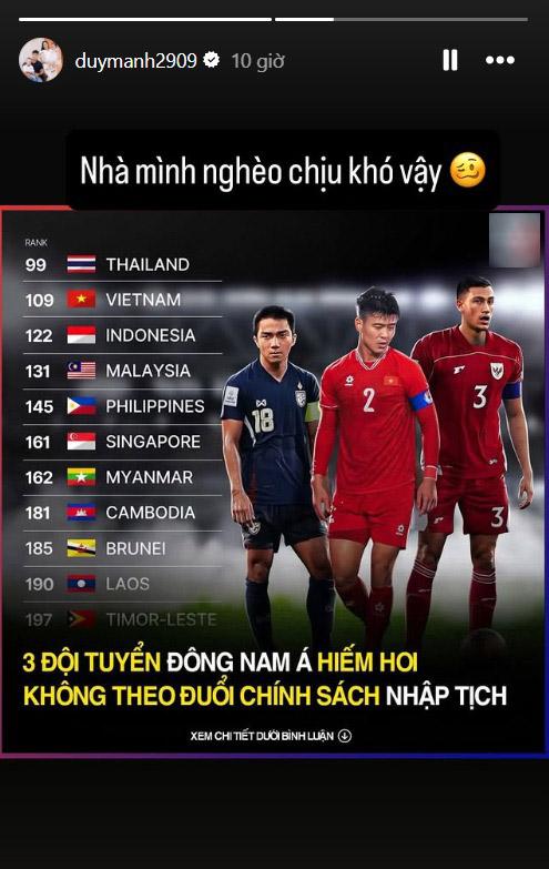 Duy Mạnh chia sẻ về việc nhập tịch gây xôn xao MXH