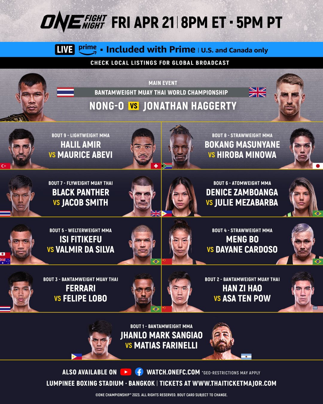 Haggerty đụng độ huyền thoại Muay Thái Nong-o tại ONE Fight Night 9
