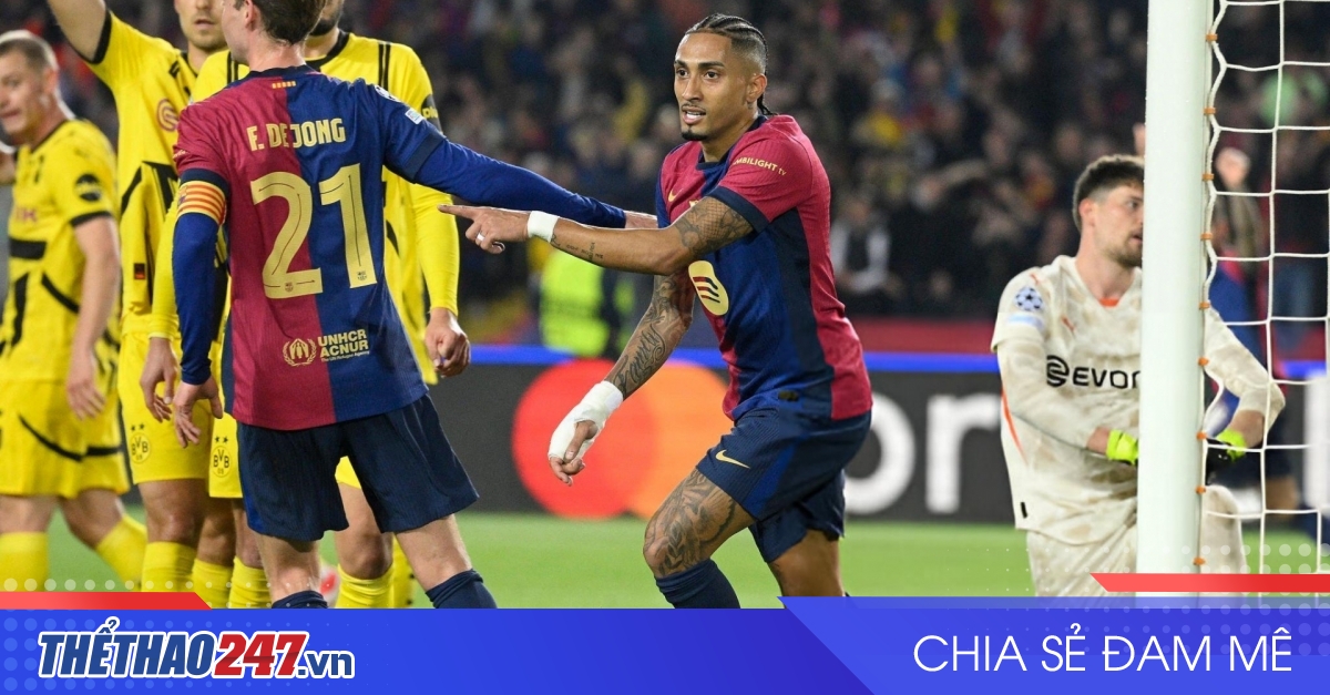 Không ngừng tỏa sáng, Raphinha sánh ngang Lionel Messi tại Cúp C1