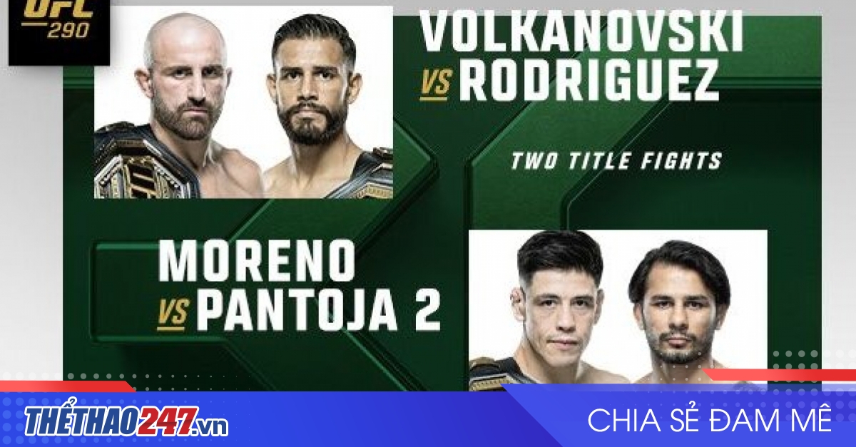 Tâm điểm UFC 290: 2 trận tranh đai, Volkanovski lấy lại vị thế