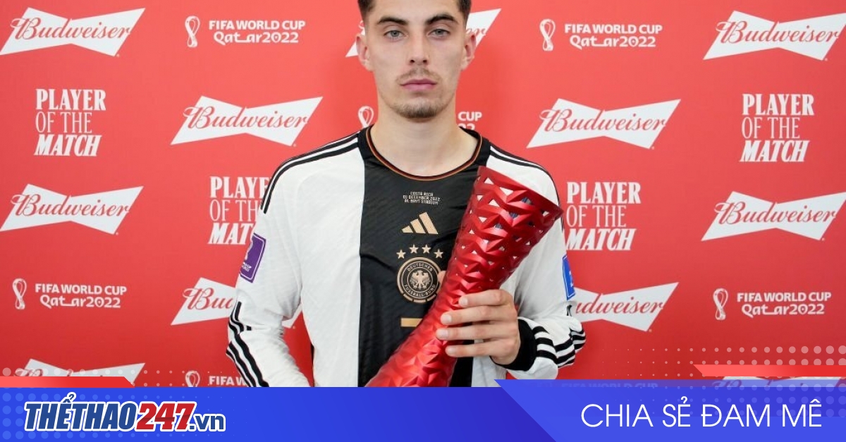 Biểu cảm 'lạ' của Kai Havertz khi nhận giải Cầu thủ hay nhất trận tại ...