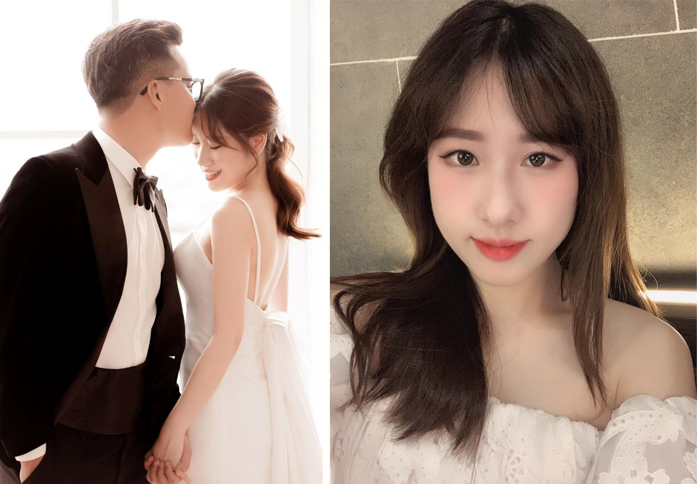 Streamer Bộ Bim hạnh phúc bên bà xã xinh đẹp trong ngày cưới