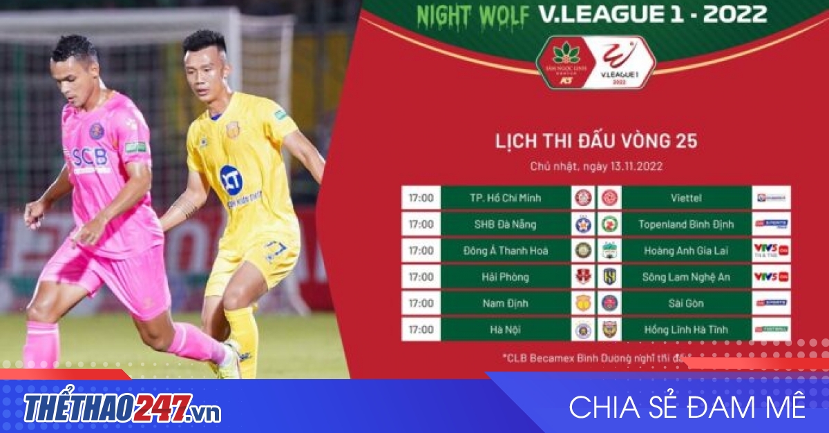 Trước vòng 25 Night Wolf V.League 1-2022: “Đại chiến” tại Thiên Trường