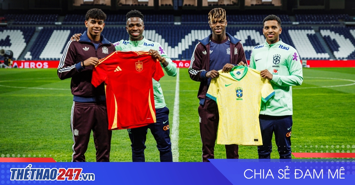 Hình ảnh ý nghĩa trước trận giao hữu giữa ĐT Tây Ban Nha với ĐT Brazil